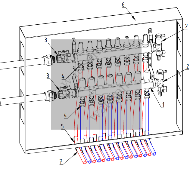 WATTSON Коллекторный шкаф теплого пола,встроенный,9 выходов, купить ...
